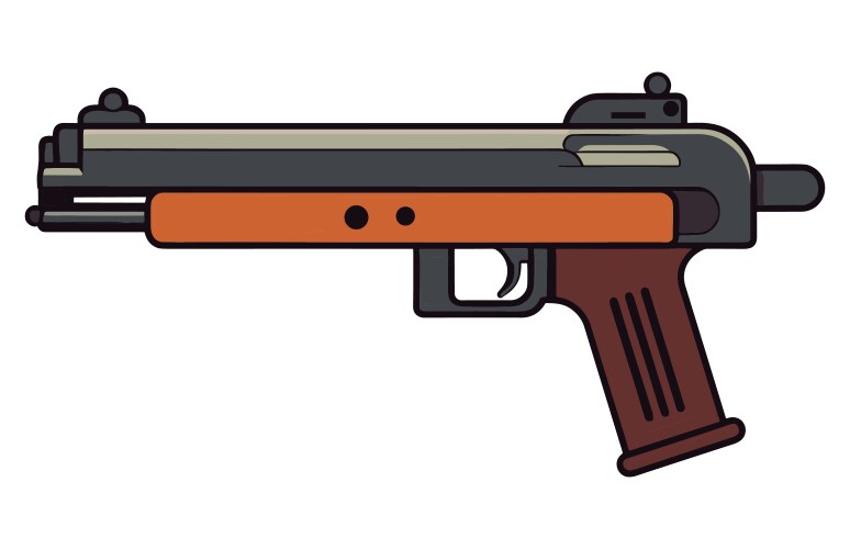 Submachine gun machine hand weapons Royalty Free Vector
