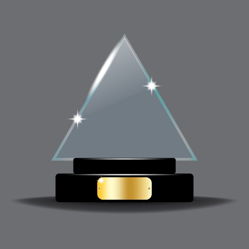 Set of glass trophy triangle winner concept Vector Image