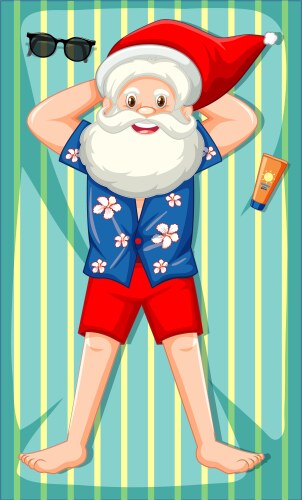 Santa claus on beach island for summer Royalty Free Vector