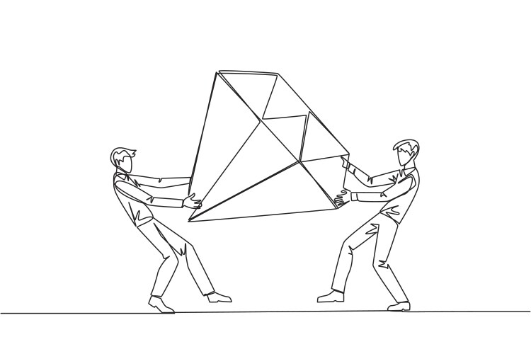 Single continuous line drawing two businessman Vector Image