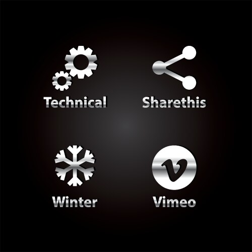 Black silver icon set Royalty Free Vector Image