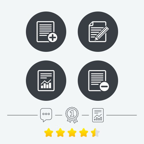 Document icons file with chart graph Royalty Free Vector