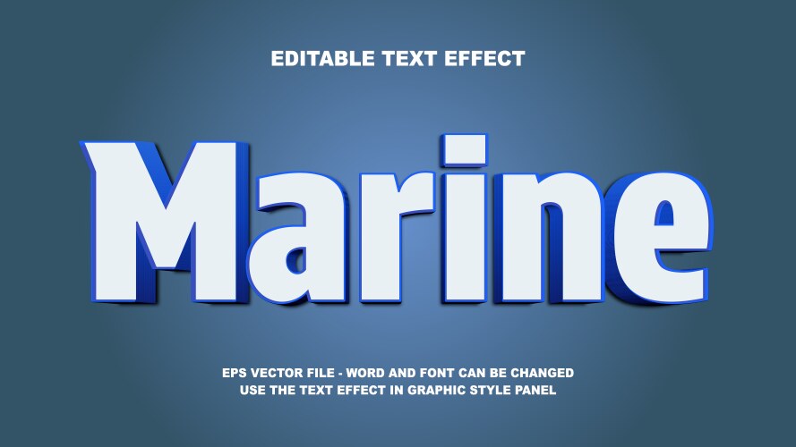 Editable text effect marine 3d template Royalty Free Vector