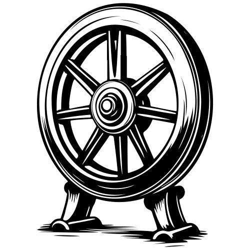 Wheel hand drawn line transpiderarent background Vector Image