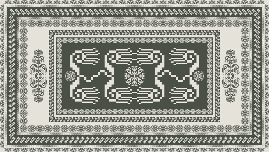 Monochrome gray ethnic floral embroidery pattern Vector Image