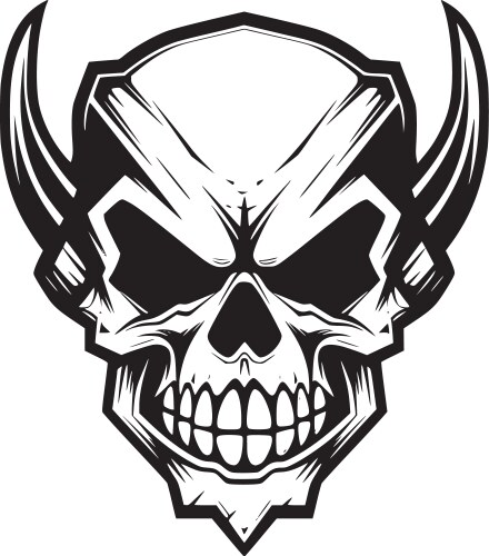 Angry skull with tuque drawing design black Vector Image
