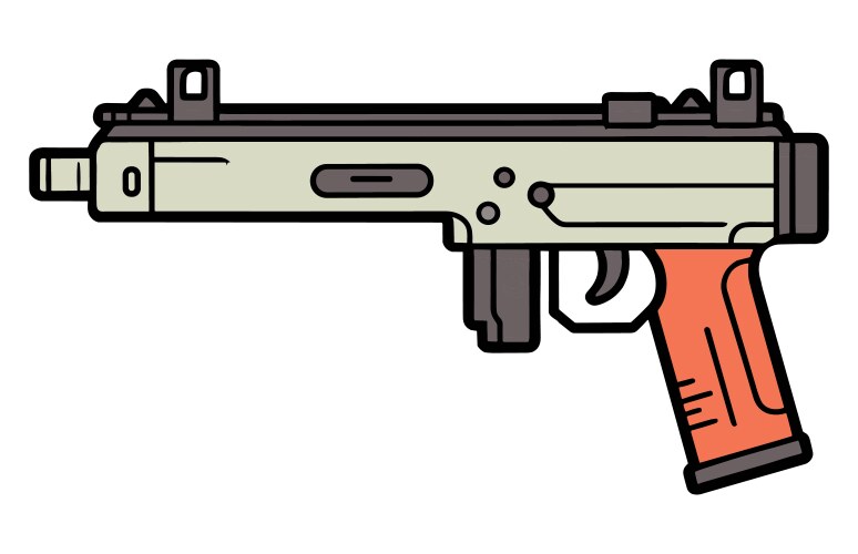 Submachine gun machine hand weapons Royalty Free Vector