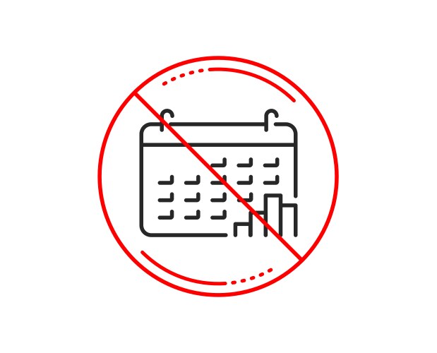 Calendar Graph Line Icon Column Chart Sign Vector Image