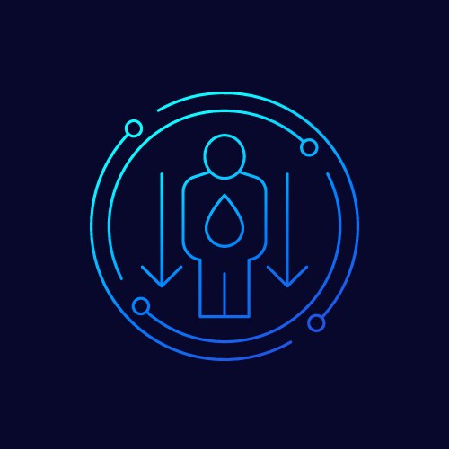 Dehydration icon low body water line Royalty Free Vector