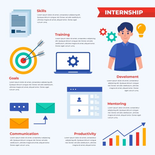 Internship job training infographic Royalty Free Vector