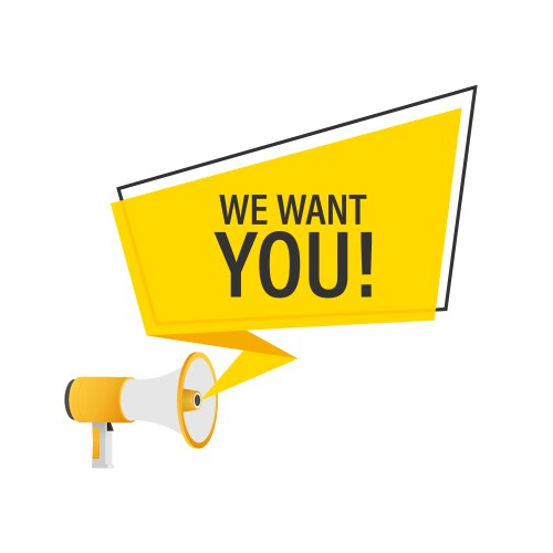 Megaphone hand business concept with text we want Vector Image