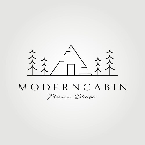 Forest cabin line art logo design minimalist Vector Image