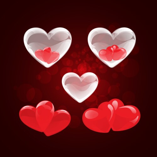 Shiny heart icon glossy hearts icons Royalty Free Vector