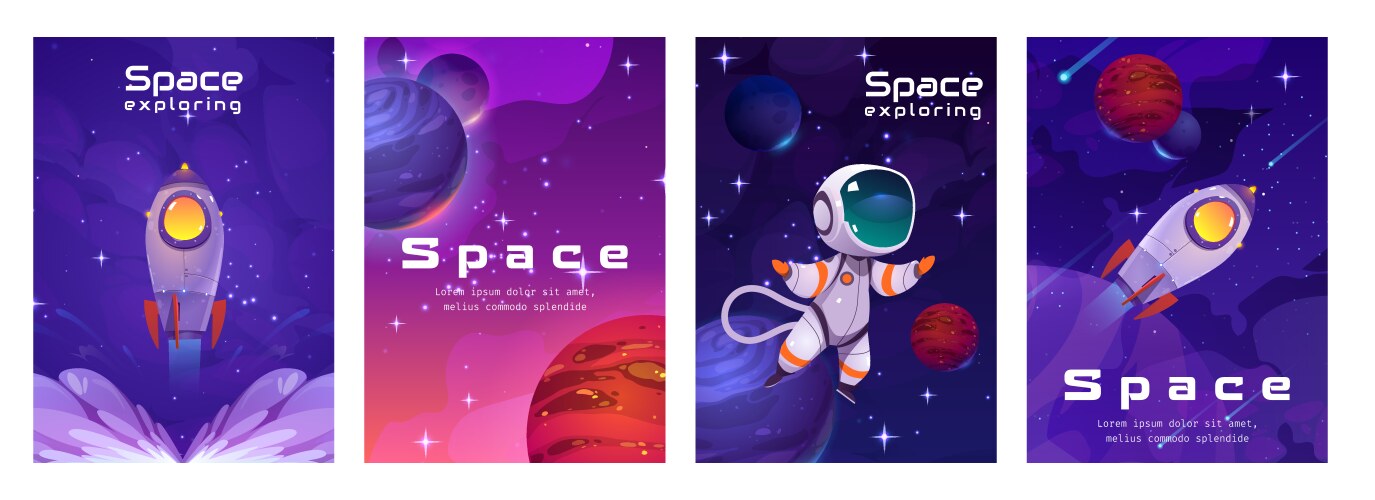 Vertical space banners set cosmic Royalty Free Vector Image