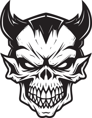 Angry skull with tuque drawing design black Vector Image