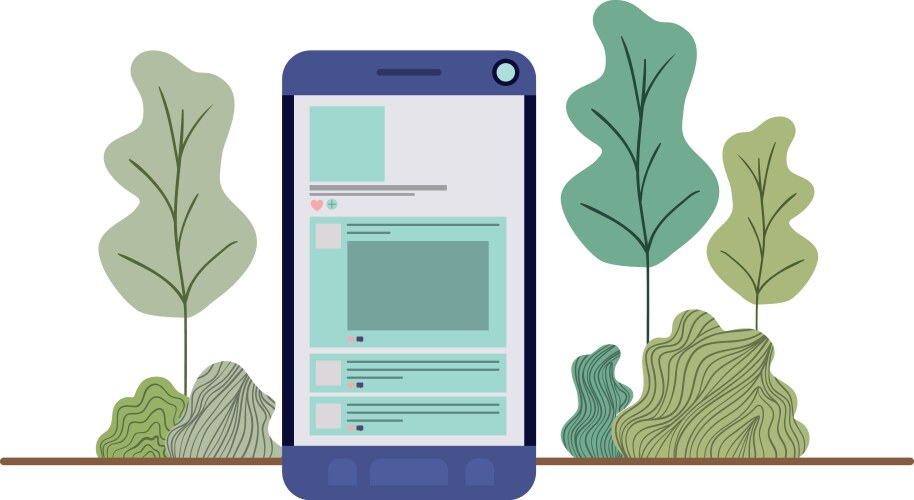 Smartphone with forest landscape Royalty Free Vector Image