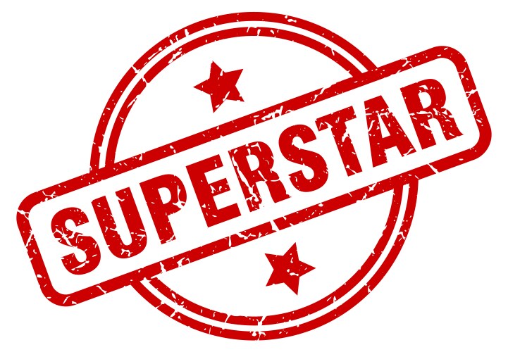 Superstar stamp square grunge sign Royalty Free Vector Image