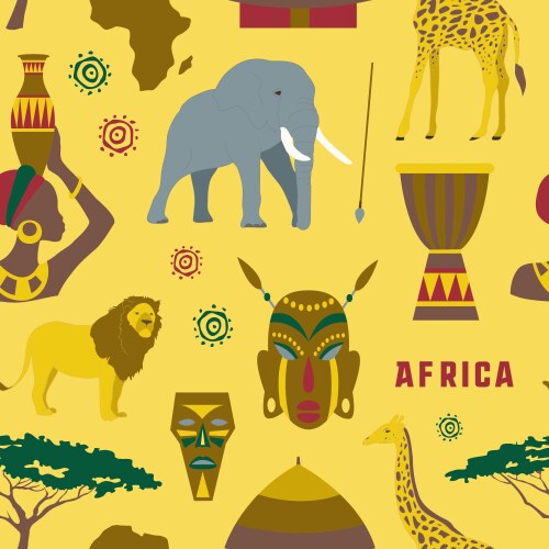 Flat african animals symbols set Royalty Free Vector Image