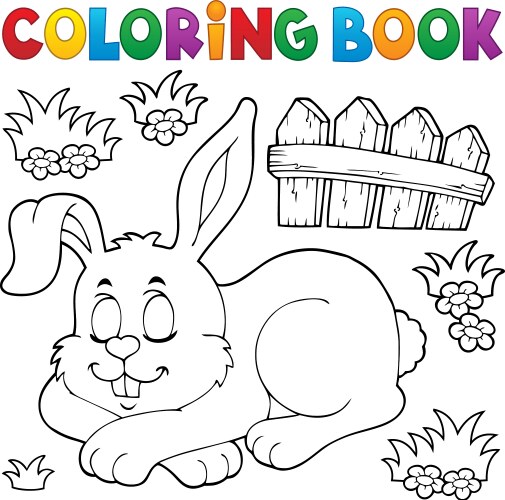 Coloring book rabbit theme 1 Royalty Free Vector Image