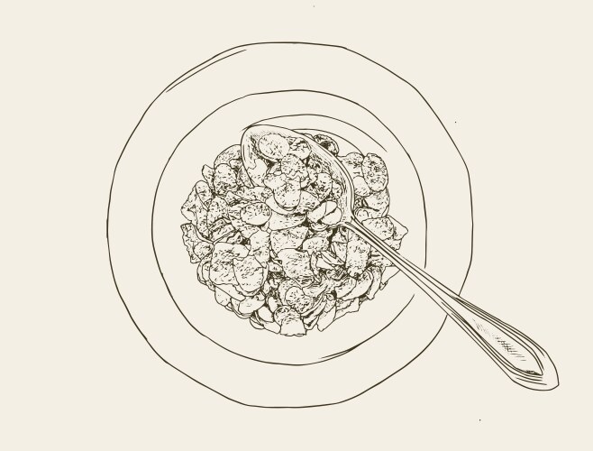 Corn flakes cereal sketch Royalty Free Vector Image
