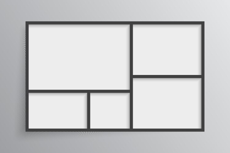 Empty collage board five images photos Royalty Free Vector