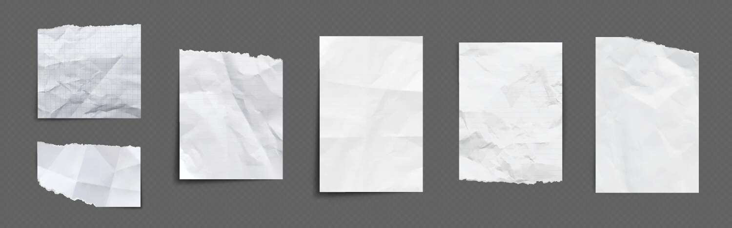 Paper pieces with wrinkles and torn edges Vector Image