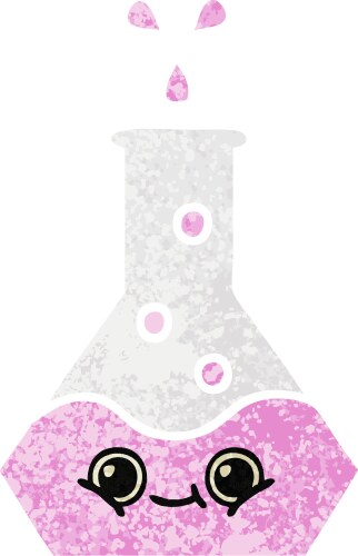 Retro style cartoon science beaker Royalty Free Vector Image