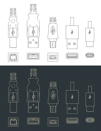 Interface plug and sockets blueprints Royalty Free Vector