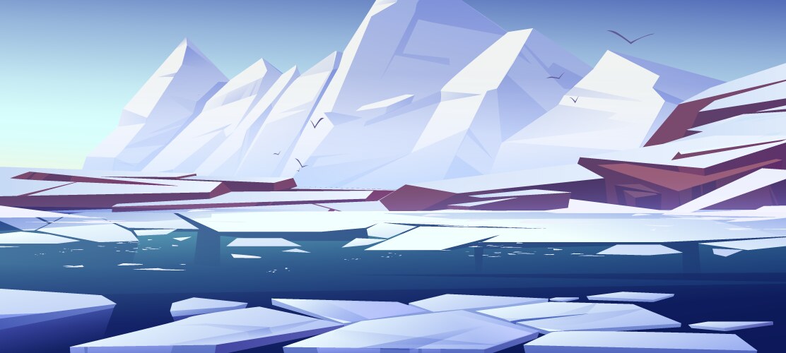 Arctic polar landscape with icebergs glaciers Vector Image