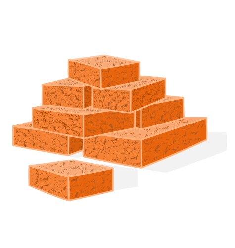 Pile of bricks heap or stack red stone square Vector Image