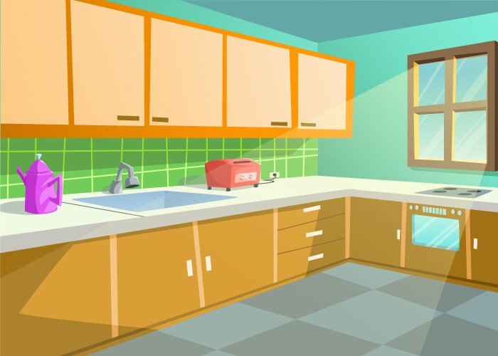 Cartoon Kitchen Scene Royalty Free Vector Image