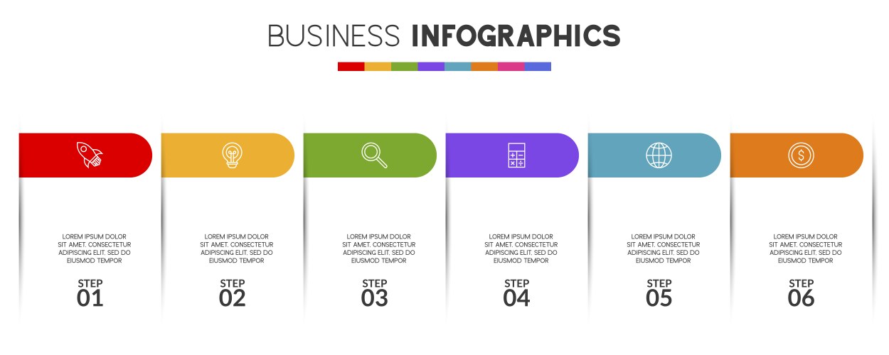 Infographics design template and icons with 6 Vector Image