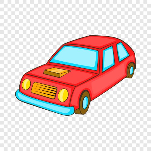 Red car icon in cartoon style Royalty Free Vector Image