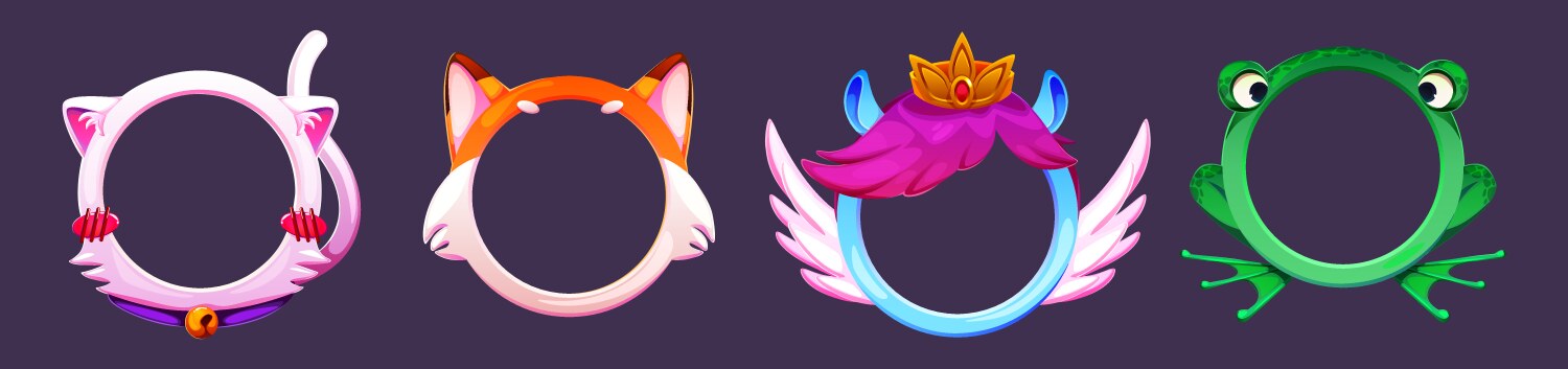 Game avatar templates with fantasy frames Vector Image