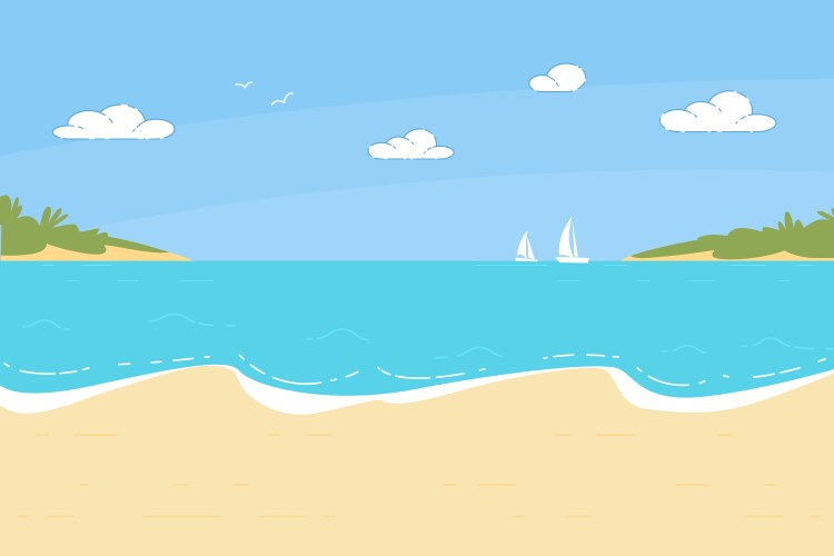 Daytime beach landscape sandy beaches Royalty Free Vector