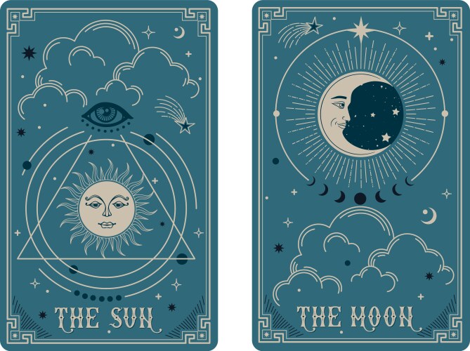 Tarot cards reverse side with esoteric and mystic Vector Image