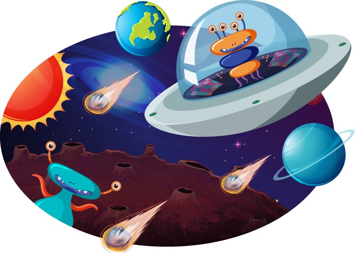 Planets in the space background template Vector Image