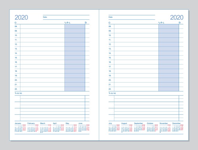 Planner pages notebook agenda diary vertical Vector Image