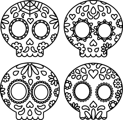 Cute christmas reindeer black outline with snow Vector Image