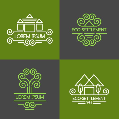 Eco settlement logo set Royalty Free Vector Image