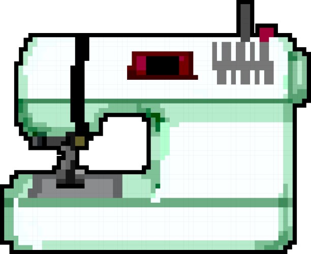Needle sew machine game pixel art Royalty Free Vector Image
