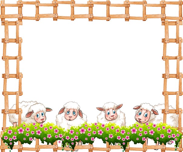 Border design with sheep on the farm Royalty Free Vector
