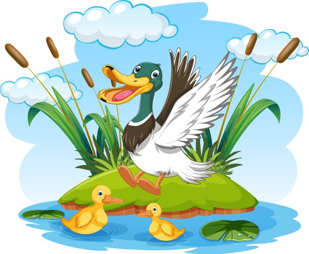 Ducks In A Pond Clipart