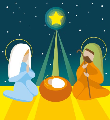Abstract nativity scene with holy family Vector Image