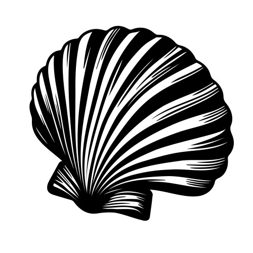 Sea shell monochrome clip art Royalty Free Vector Image