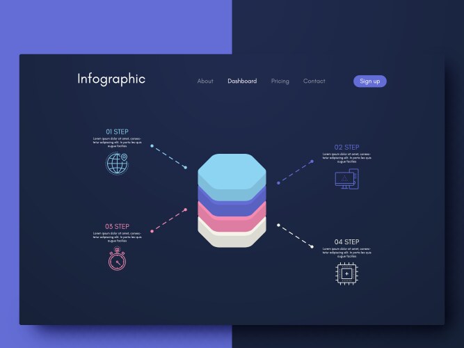 Graphics infographics with four options template Vector Image