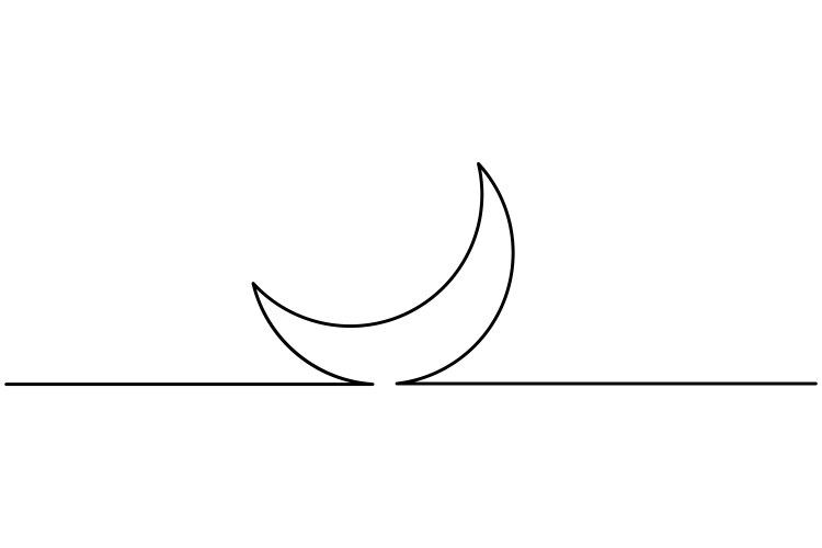 Moon continuous one line drawing Royalty Free Vector Image