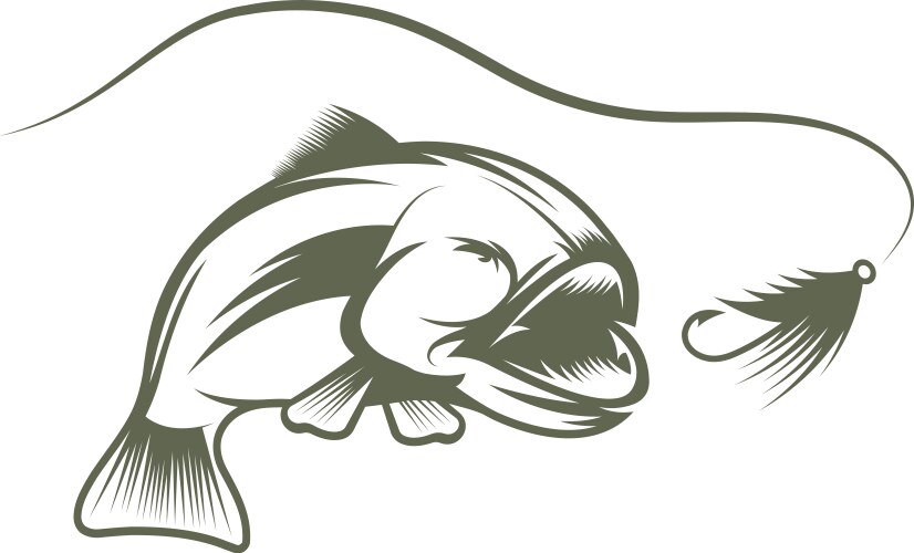 Bass and lure design template Royalty Free Vector Image