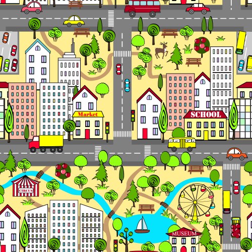 Cartoon city landscape Royalty Free Vector Image