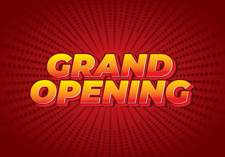 Grand opening text effect in vintage color with 3 Vector Image